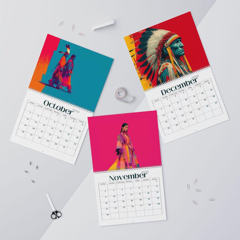 2026 Native American Art Wall Calendar Sizes 11x8.5 & 14x11.5 Yearly ...