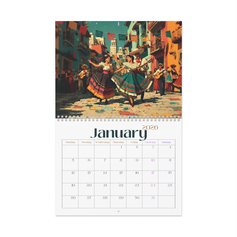 2026 Mexican Art Wall Calendar, Sizes 11x8.5 & 14x11.5 Yearly Planner ...