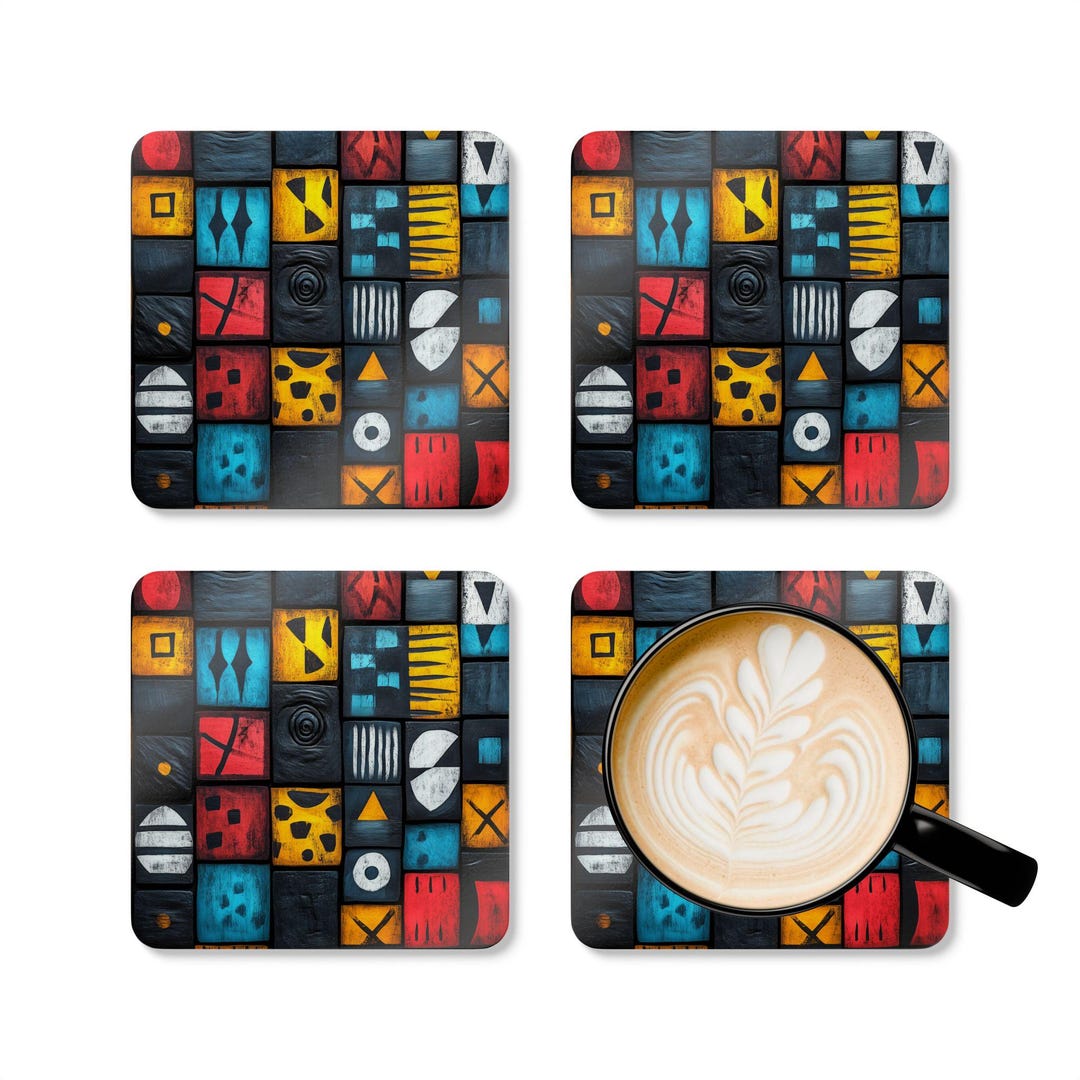 African Style Coasters Afro Ethnic Traditional Art Black Culture Boho ...