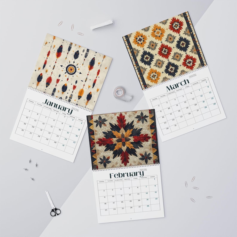 2026 Native American Art Wall Calendar Yearly Monthly Scheduler, Office ...