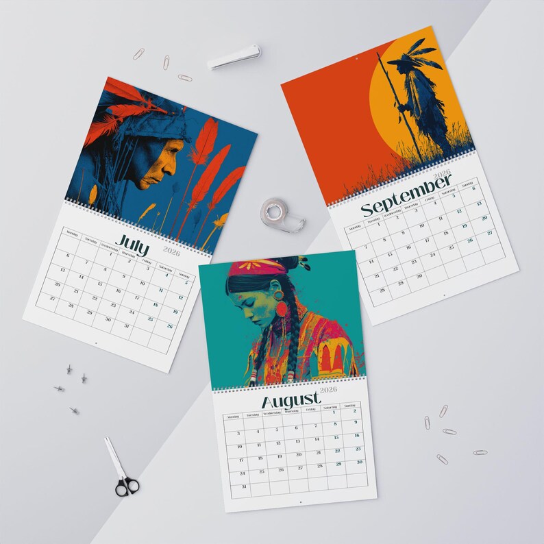 2026 Native American Art Wall Calendar Sizes 11x8.5 & 14x11.5 Yearly ...