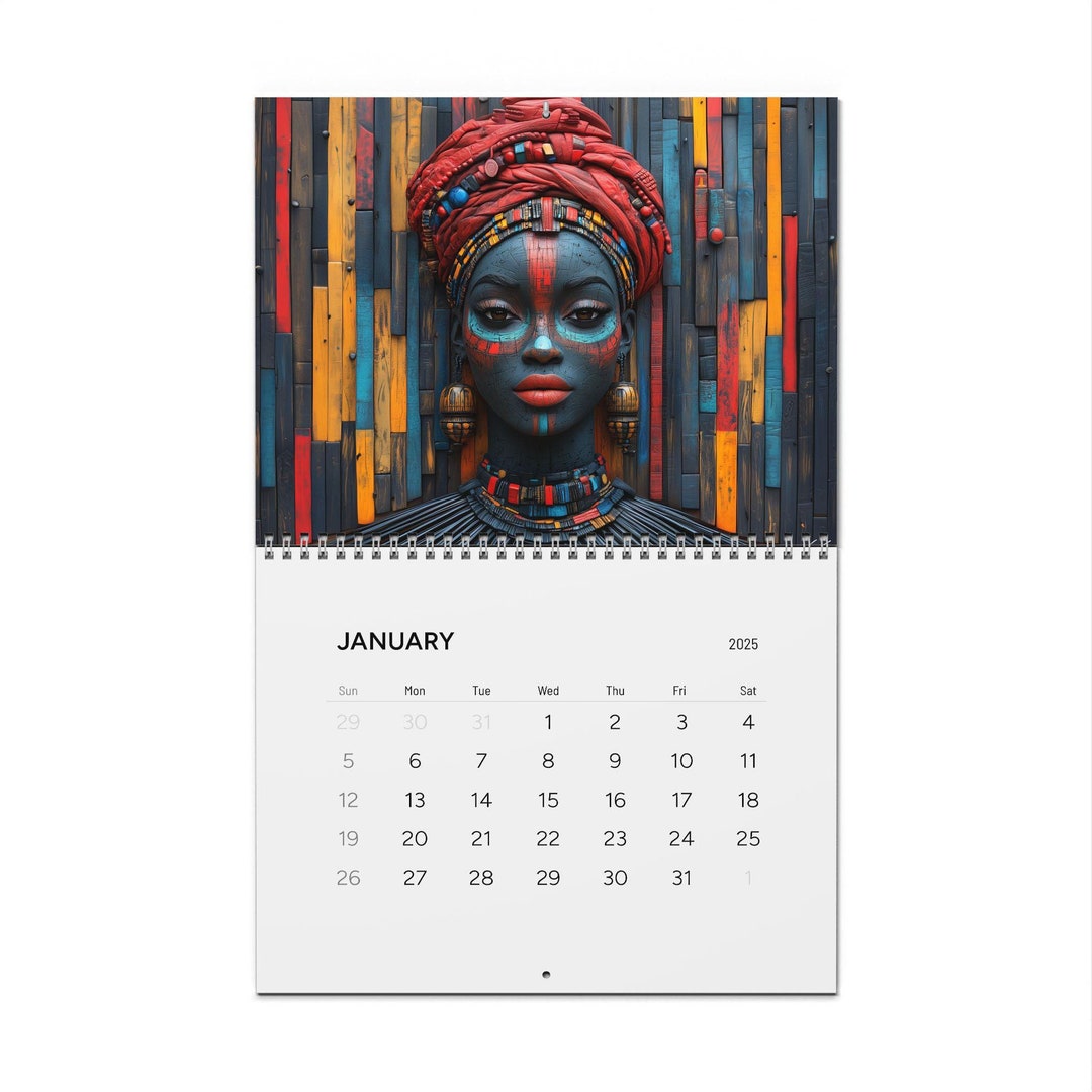 2025 African Art Wall Calendar Yearly Planner Monthly Scheduler Office ...