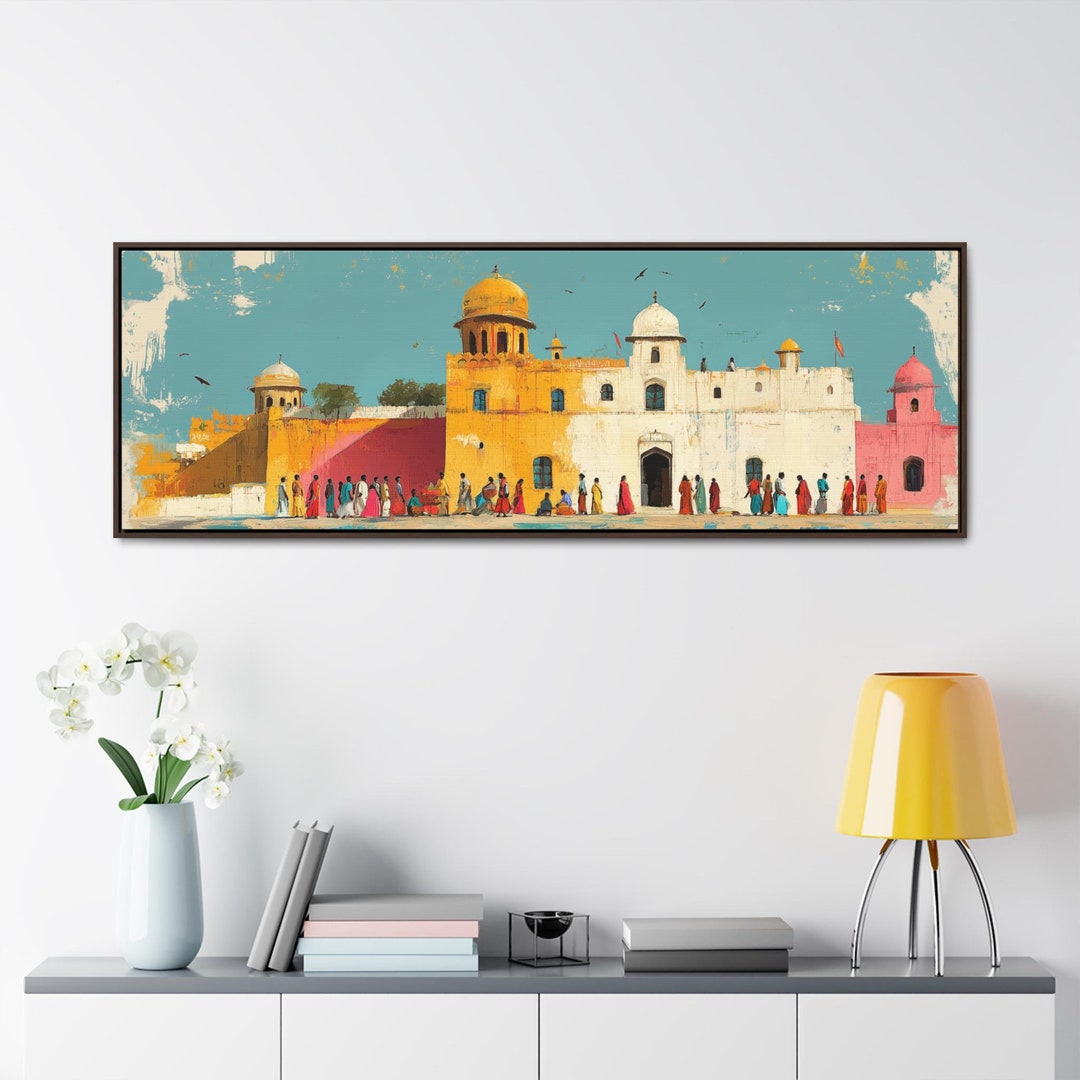 Mughal Style Palace Canvas Painting Framed Wall Art Afghan Pakistani ...