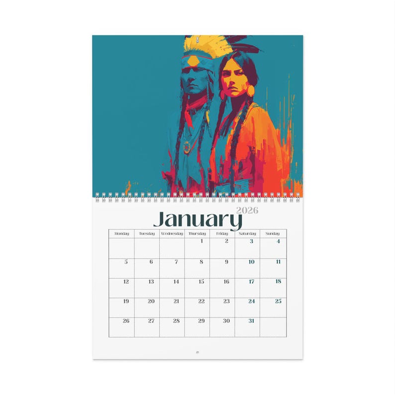 2026 Native American Art Wall Calendar Sizes 11x8.5 & 14x11.5 Yearly ...
