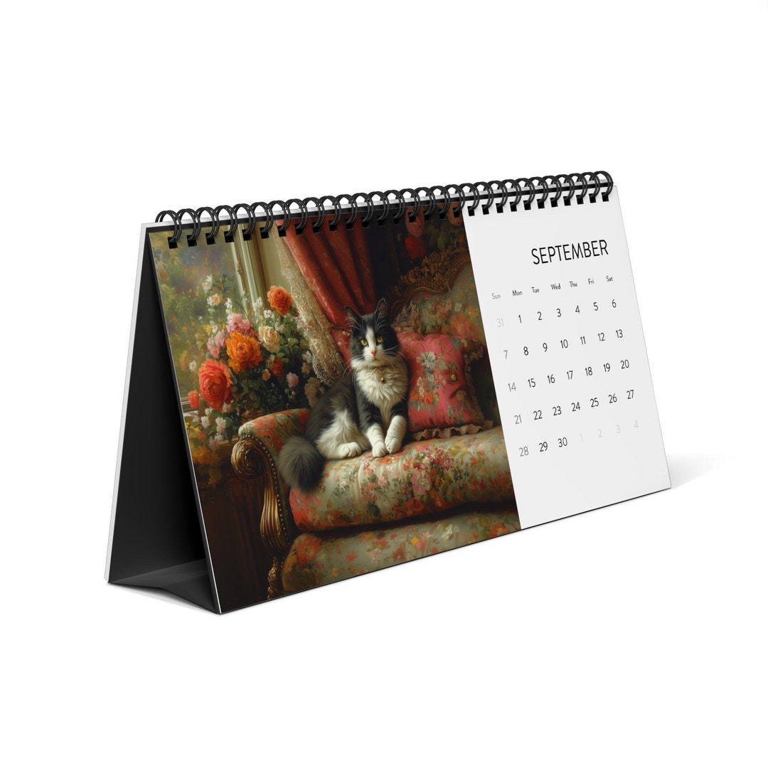 Cats Desktop Calendar 2025 Monthly Cat Illustrations Cat Lover Gift ...