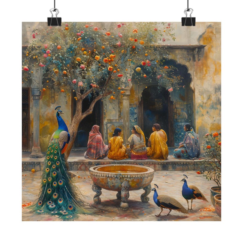 Sindhi Village Art Painting Printable Poster, Mughal Palace Afghan ...