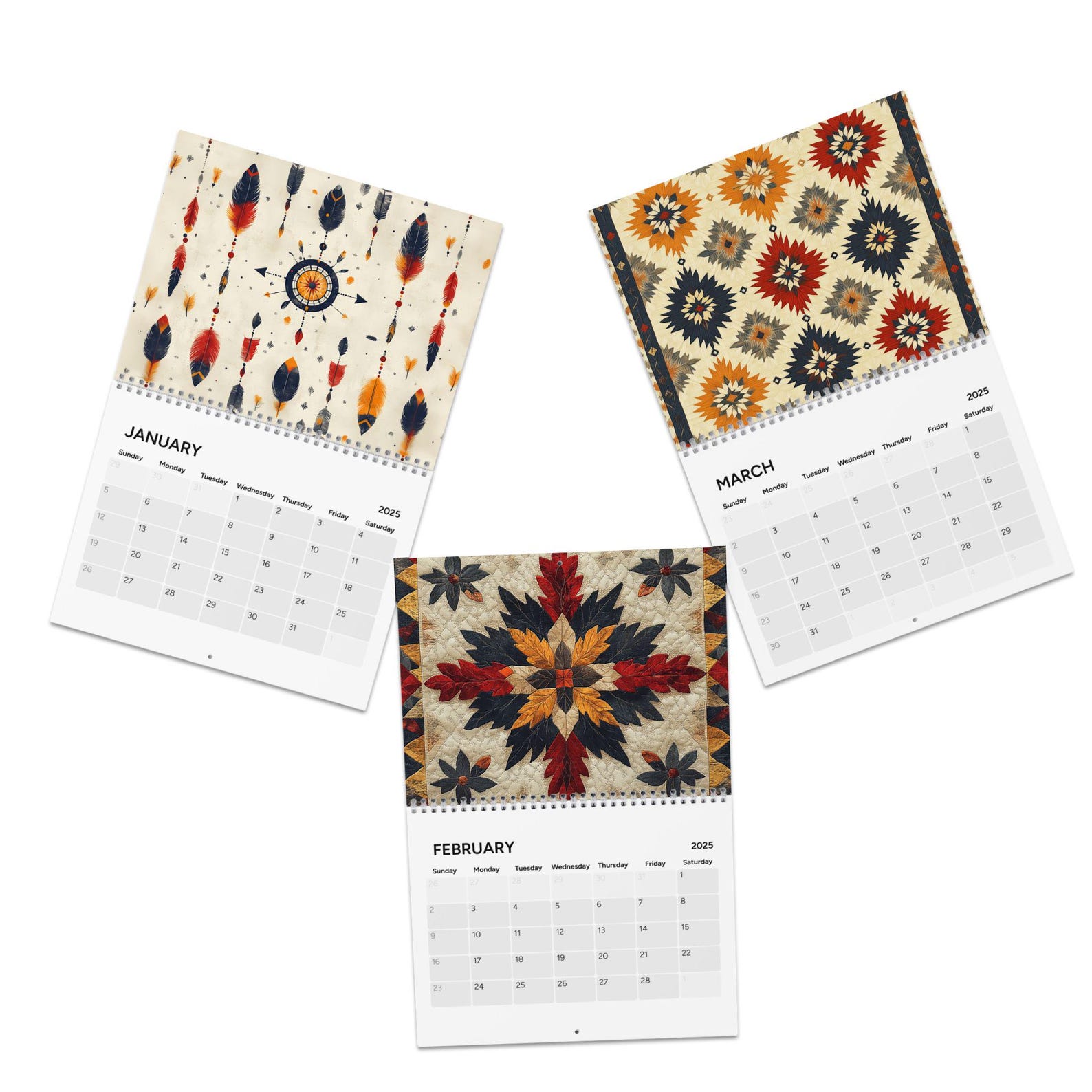 2025 Native American Art Wall Calendar Yearly Monthly Scheduler, Office ...