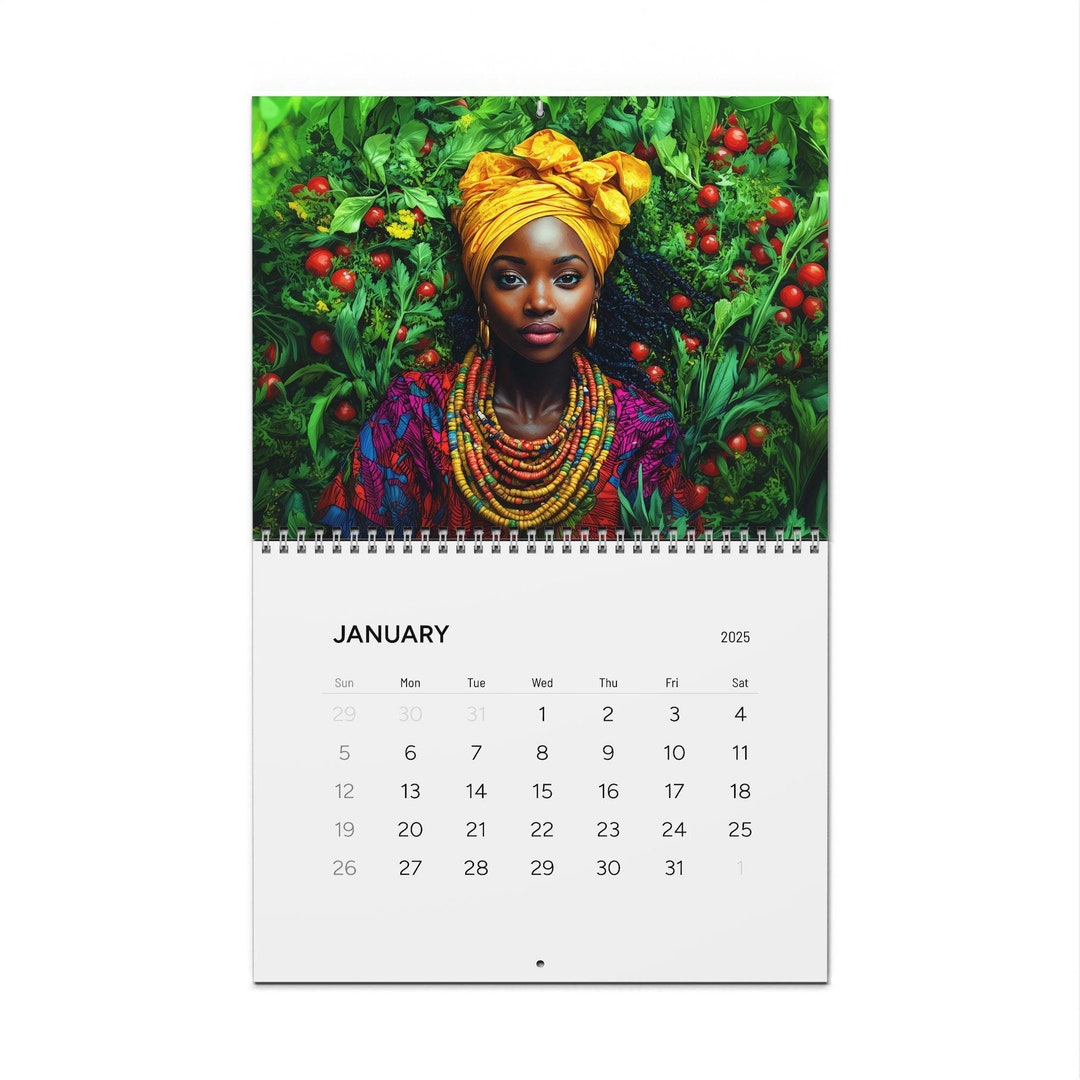 2025 African Art Wall Calendar Yearly Planner Monthly Scheduler Office ...