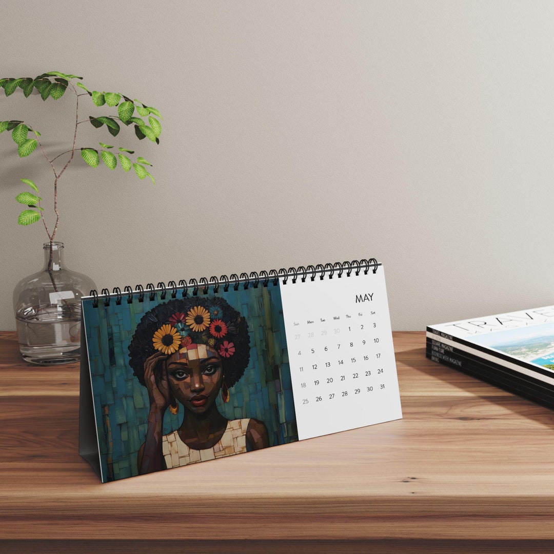 2025 African Art Desk Calendar Yearly Planner Monthly Scheduler Office ...