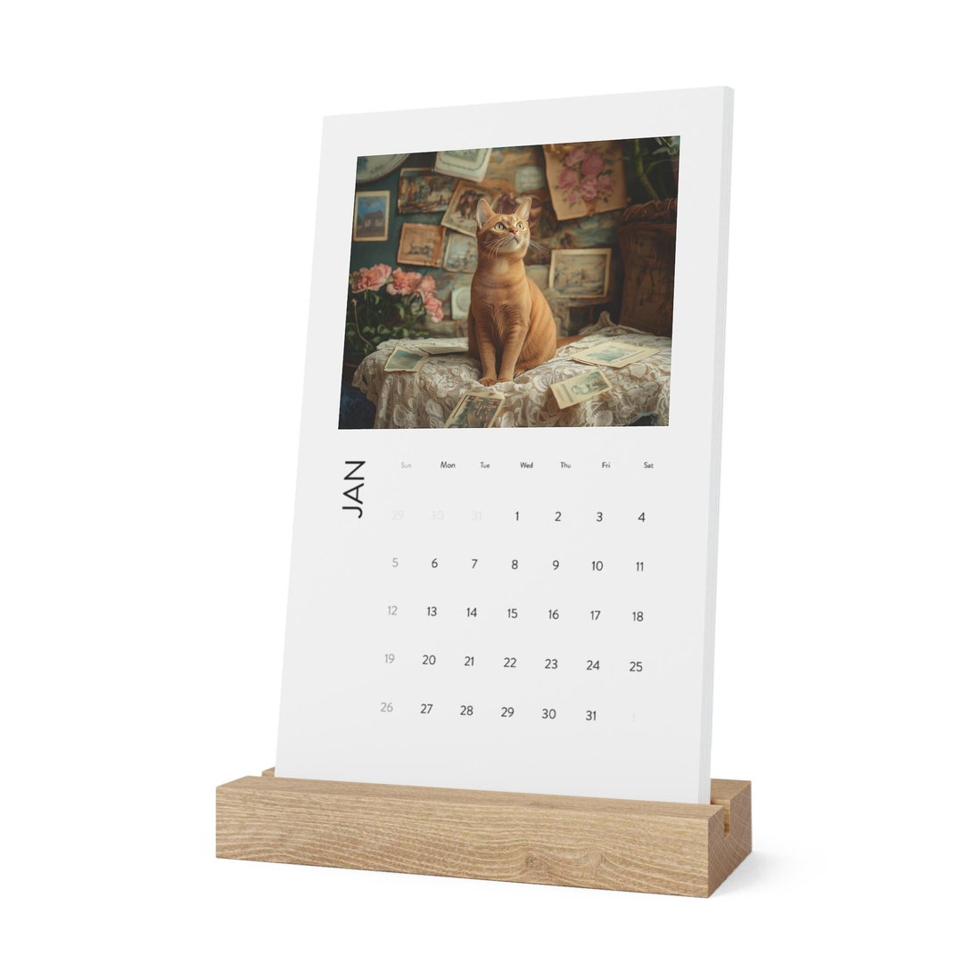 Cats 2025 Vertical Desk Calendar Monthly Cat Illustrations Cat Lover ...
