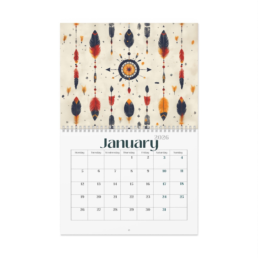 2026 Native American Art Wall Calendar Sizes 11x8.5 & 14x11.5 Yearly ...