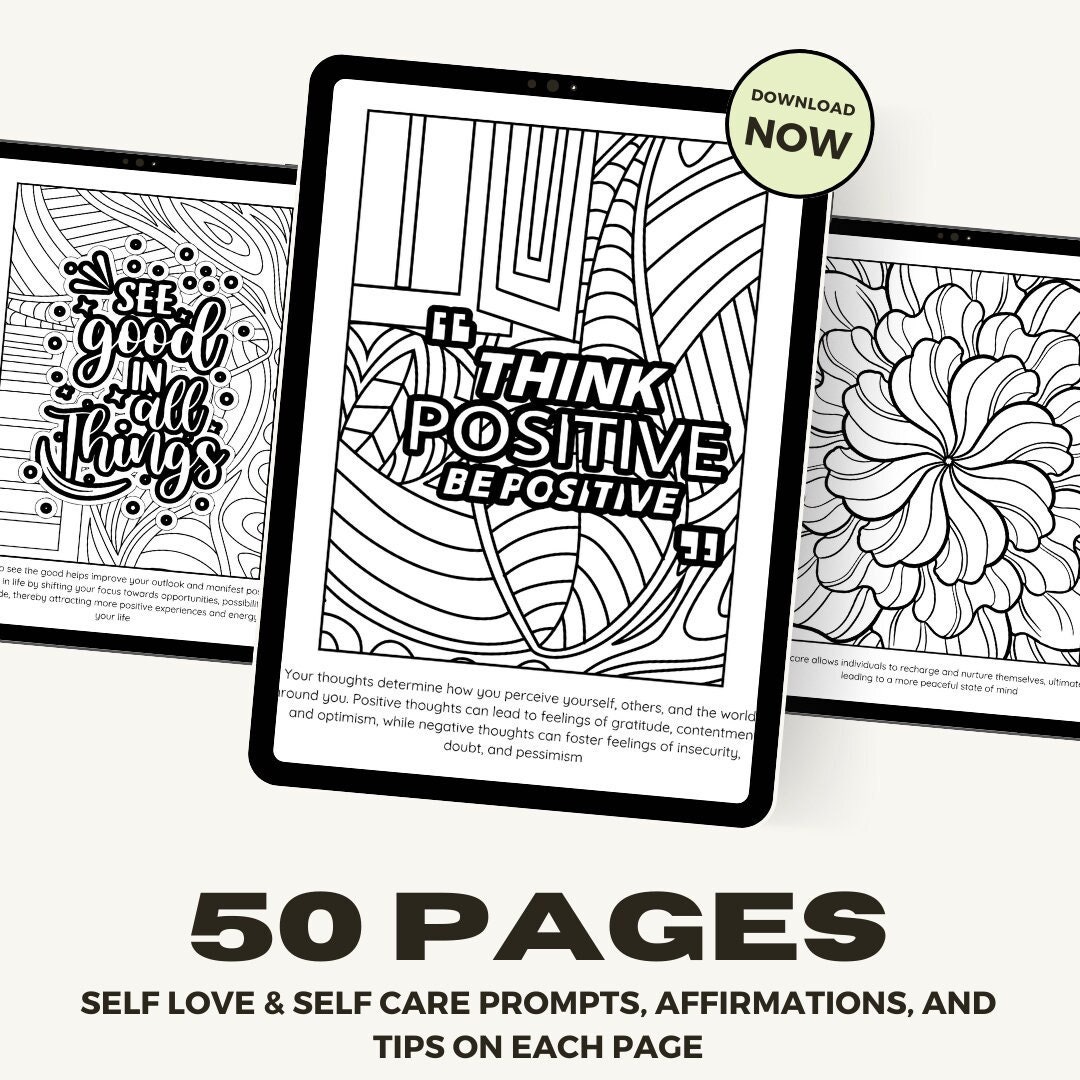 Coloring Book Self Love Self Care Mental Health Digital Download ...