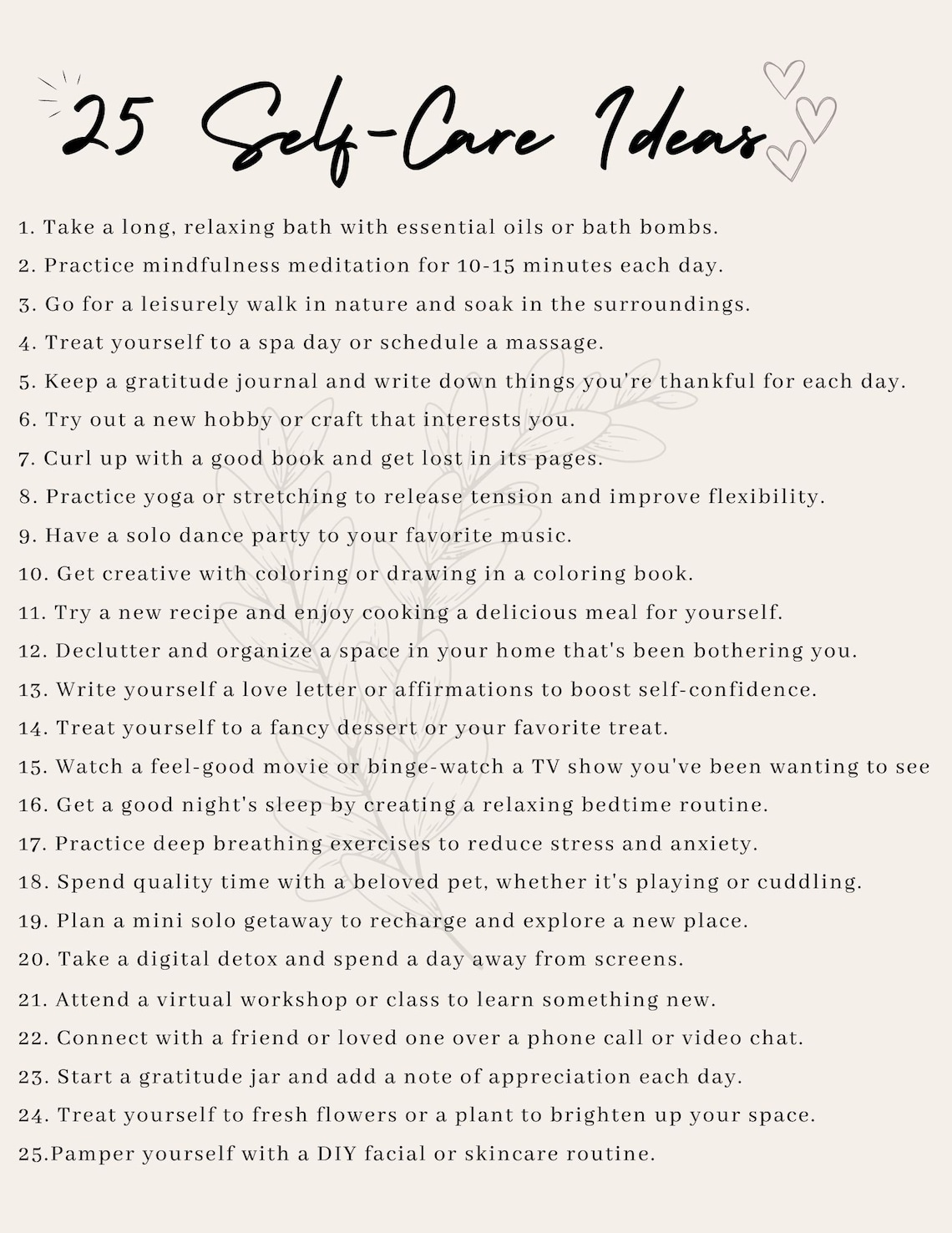 Daily Self-care Checklist Digital Printable Self Care Journal, Instant ...