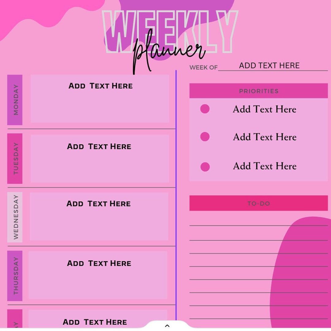Editable Weekly Planner, Weekly Schedule Printable, to Do List ...