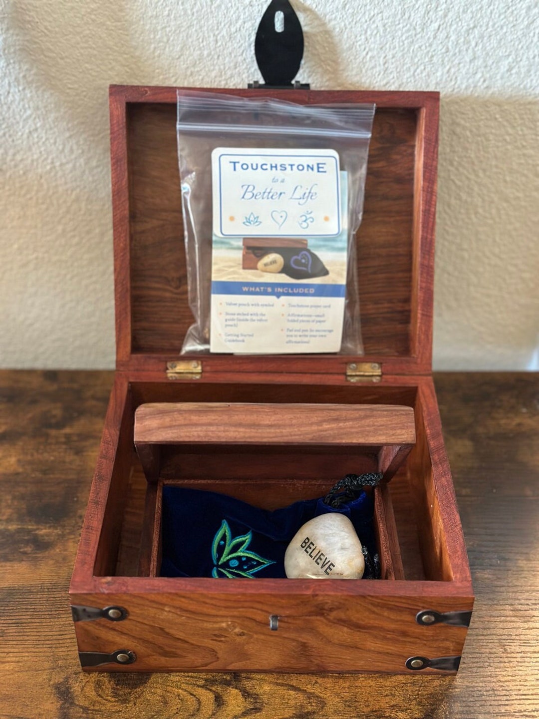 Lockable Wooden Box, Touchstone Affirmation Kit, Manifestation Tool for ...