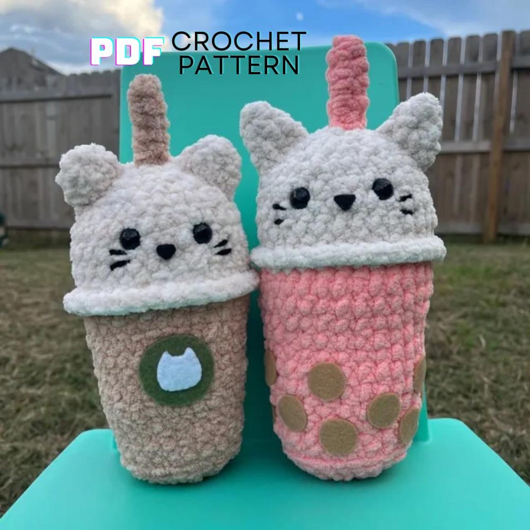 Boba Cat Amigurumi Pattern, Kawaii Amigurumi Pattern, Bubble Tea ...