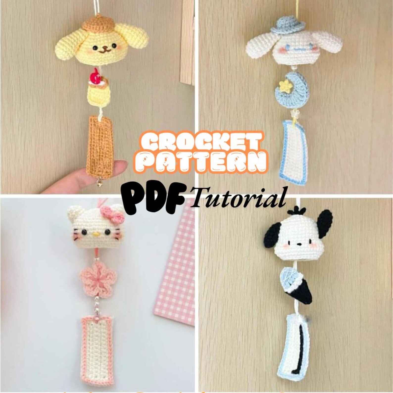 Wind Chimes Kitty, Crochet Wind Chimes Keychain, Wind Chimes Mini ...