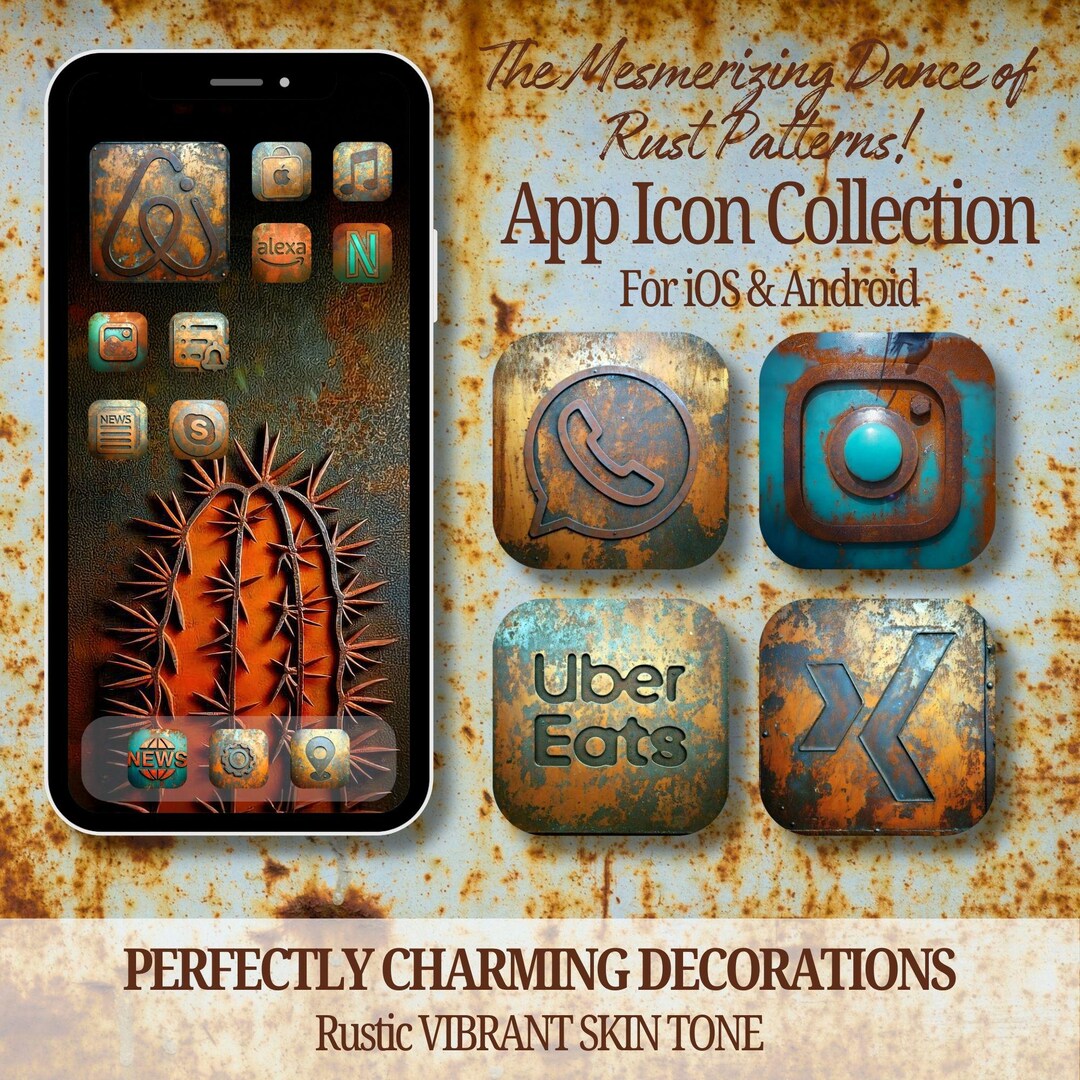 Rustic Bloom iPhone Icons & Widgets Weathered Metal iPhone Theme Desert ...