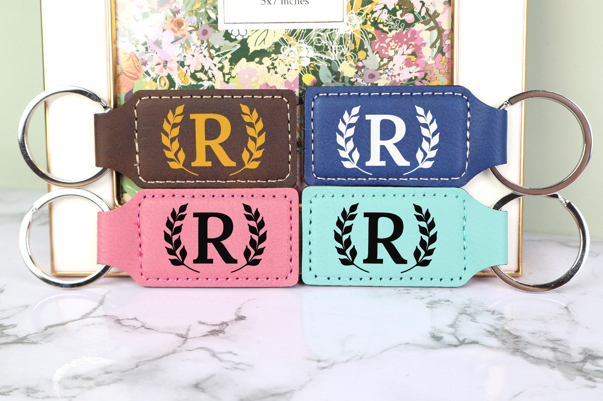 Personalized Leather Keychain, Custom Leather Keychain, Monogrammed ...