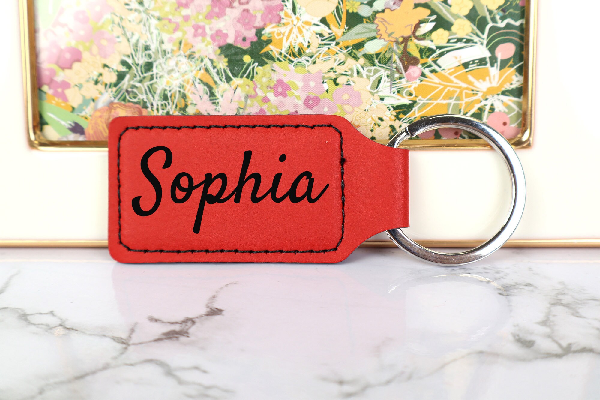 Personalized Leather Keychain, Custom Leather Keychain, Monogrammed ...