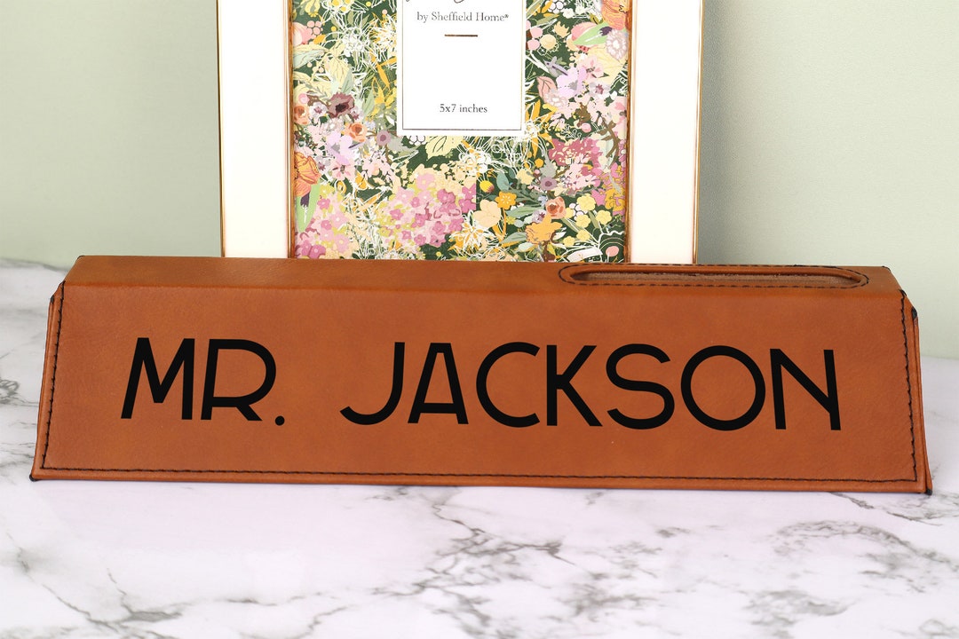 Personalized Desk Name Plate, Custom Name Sign, Personalized Leather ...