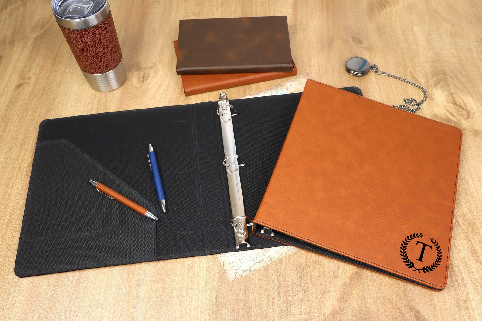 Personalized Leather Binder, Customized Binder, Graduation Gift, Office ...