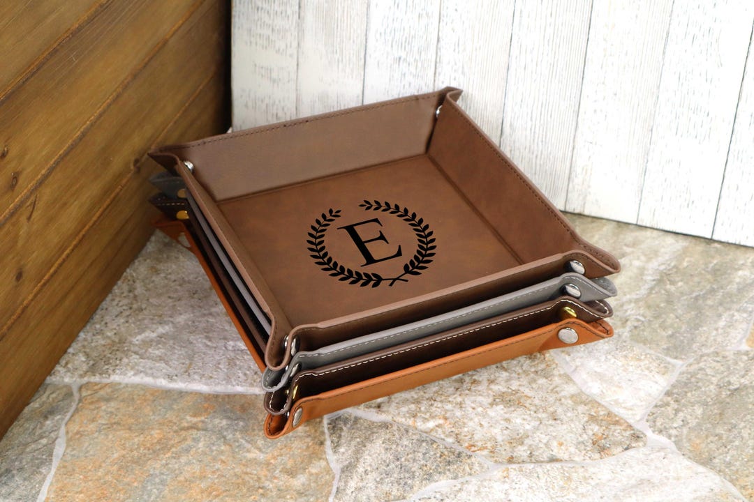 Custom Leather Valet Tray, Leather Office Desk Organizer, Gift for Him ...