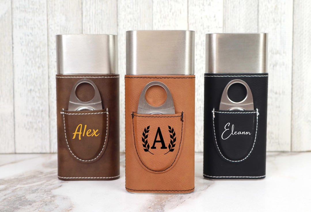 Personalized Cigar Case, Engraved Cigar Case, Leather Cigar Holder With ...