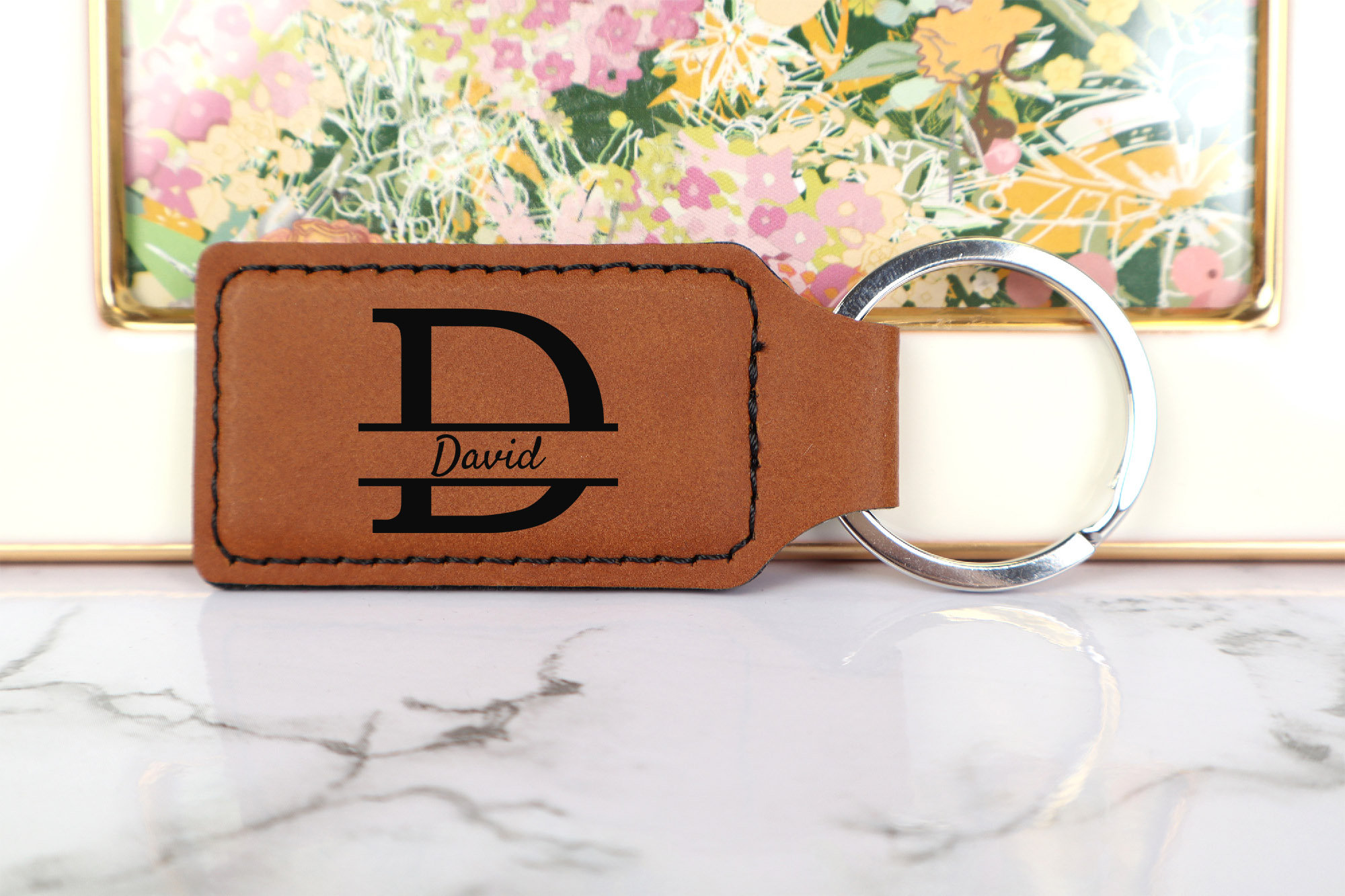 Personalized Leather Keychain, Custom Leather Keychain, Monogrammed ...