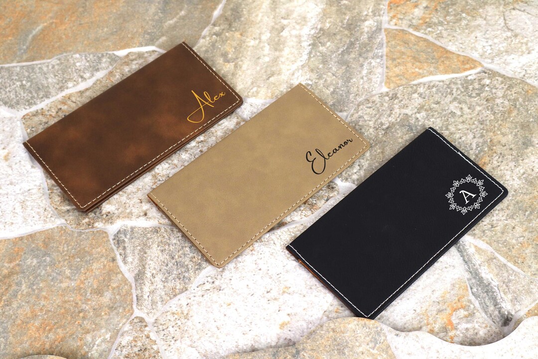 Personalized Checkbook Cover, Customized Leather Checkbook, Checkbook ...