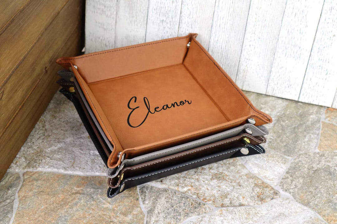 Personalized Engraved Leatherette Tray, Personalized Catchall Tray ...