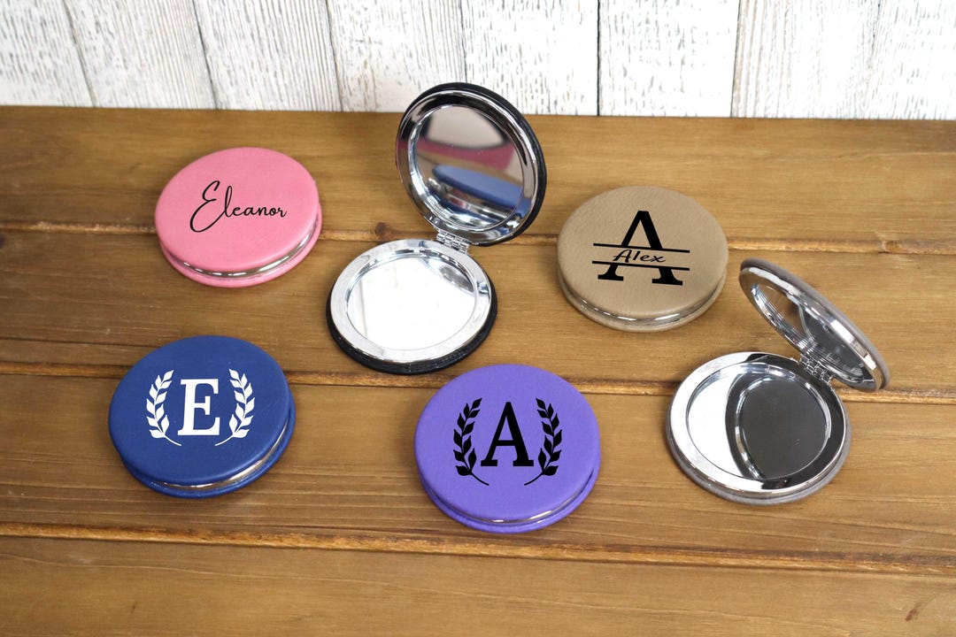 Personalized Compact Mirror, Compact Makeup Mirror, Vegan Leather ...