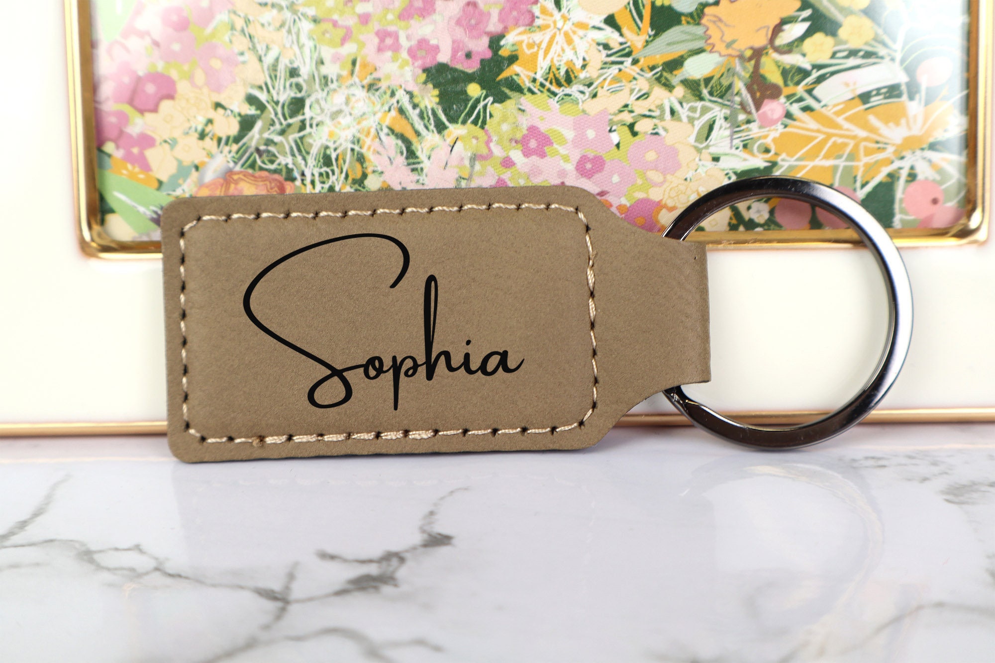 Personalized Leather Keychain, Custom Leather Keychain, Monogrammed ...