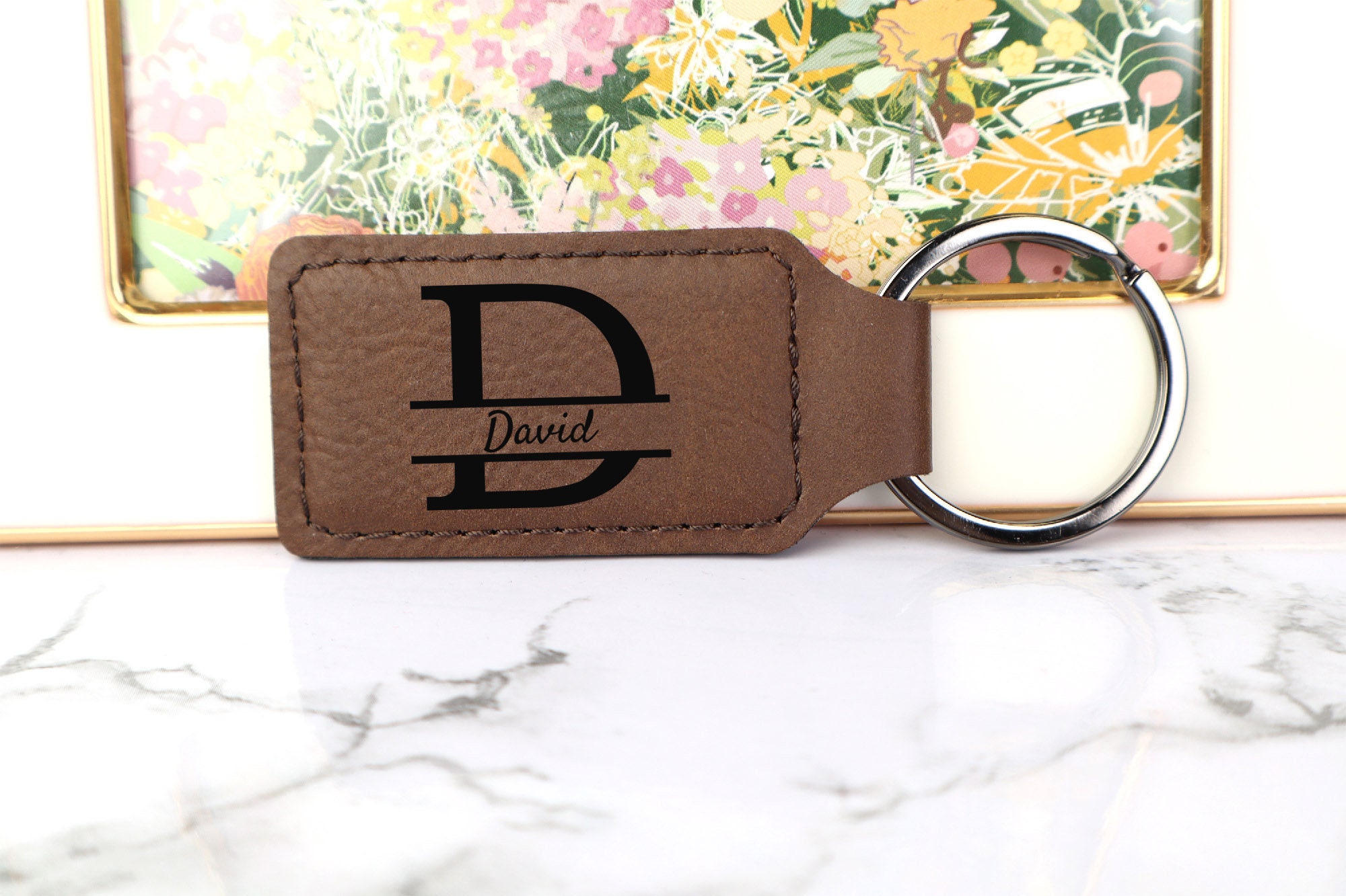 Personalized Leather Keychain, Custom Leather Keychain, Monogrammed ...