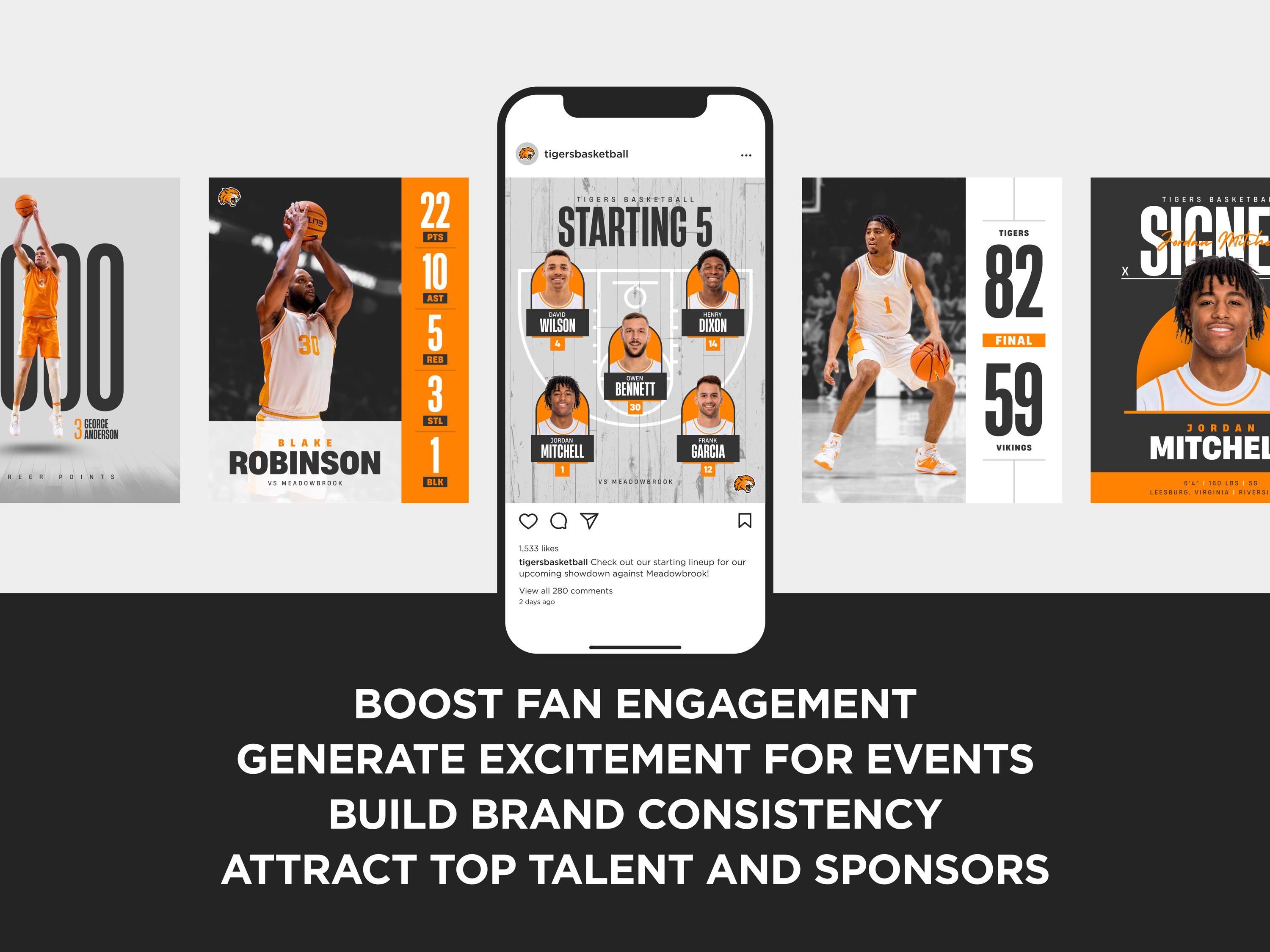 Sports Team Canva Templates - 20 Social Media Graphics for Basketball ...