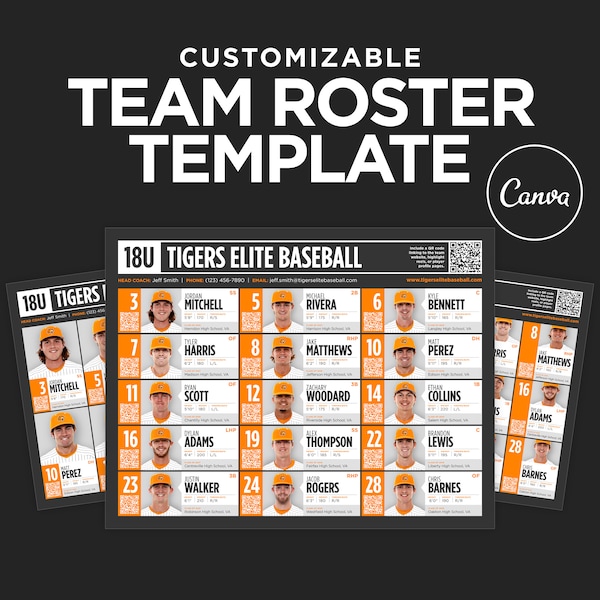 Team Roster Editable - Etsy