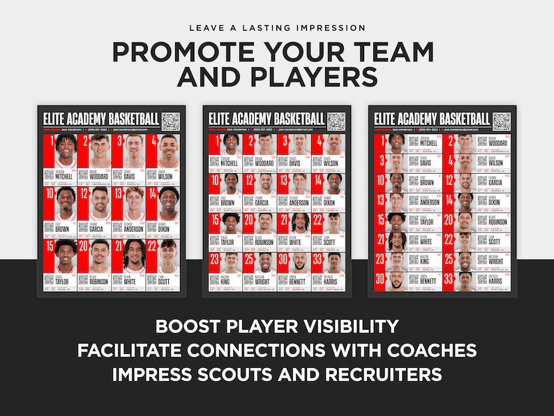 Customizable Team Roster Canva Template - Editable Player Profiles ...