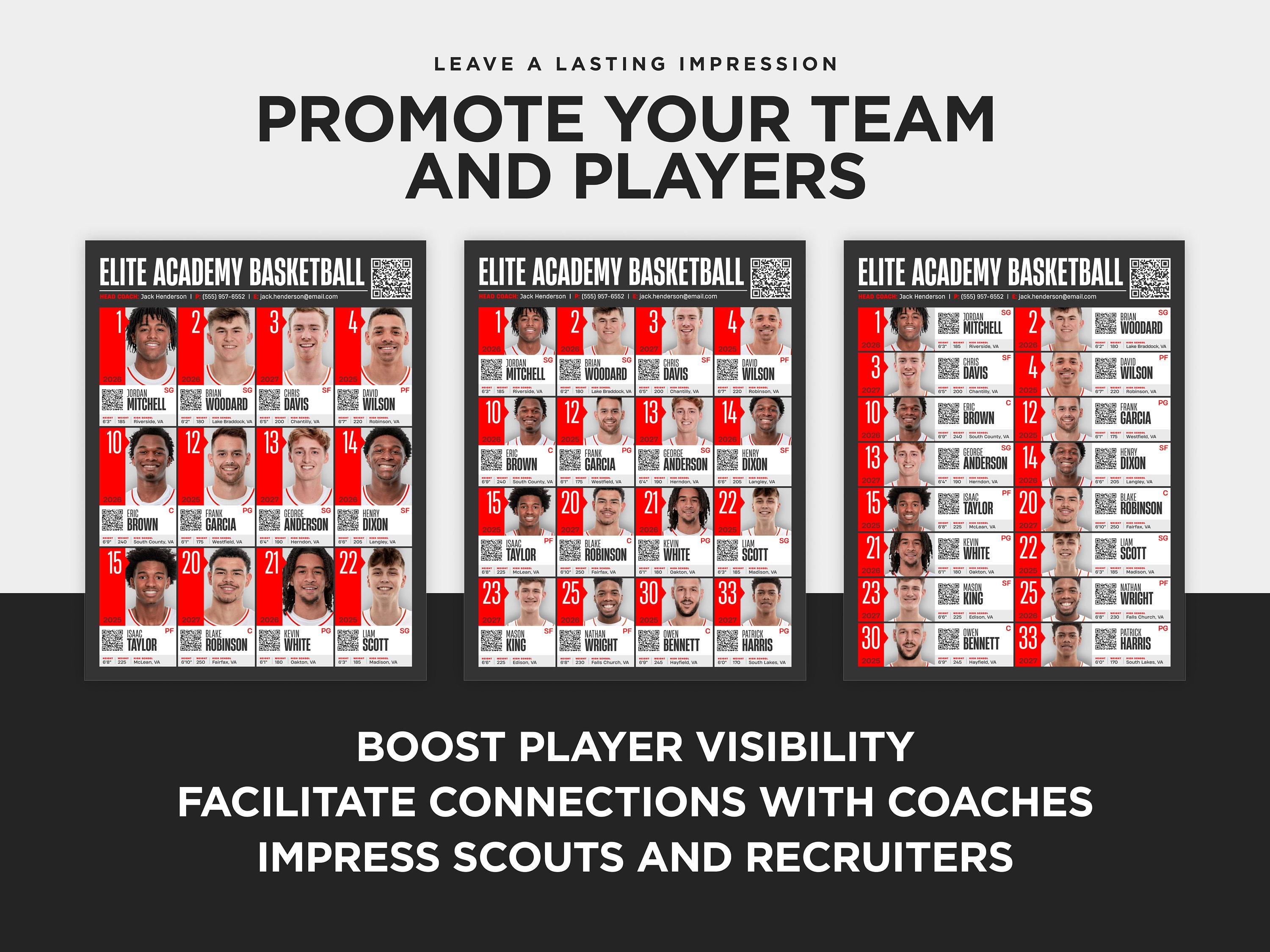 Customizable Team Roster Canva Template - Editable Player Profiles ...