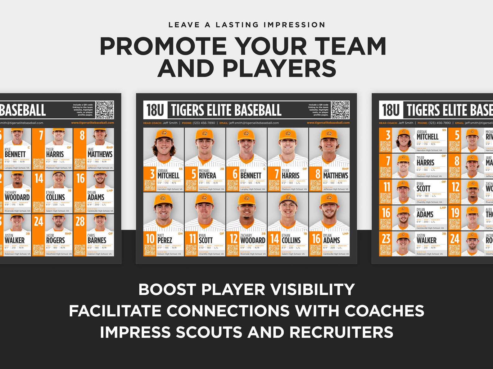 Customizable Team Roster Canva Template - Editable Player Profiles ...