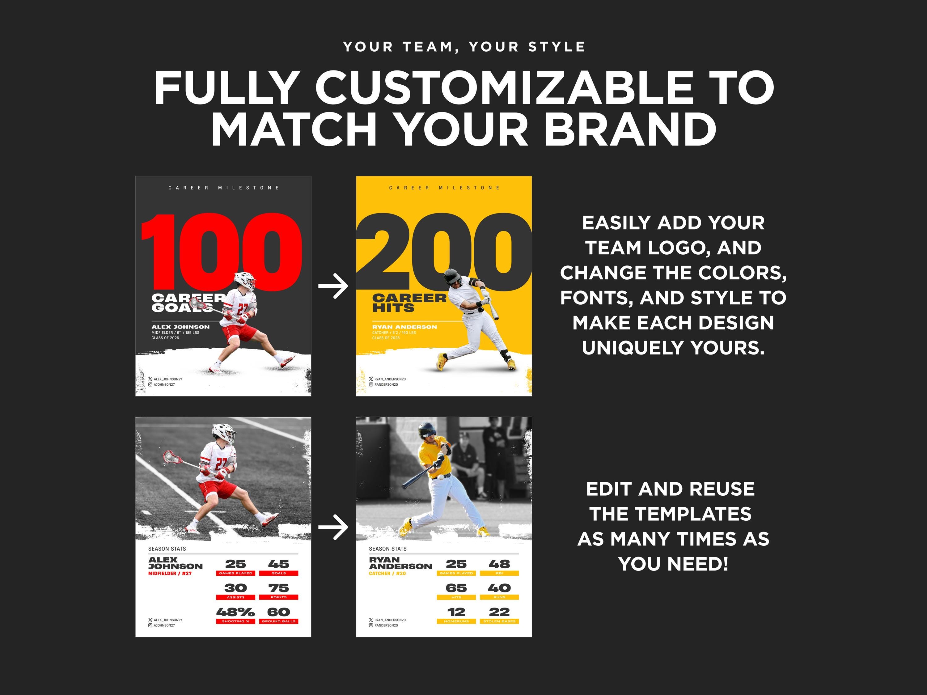 Athlete Branding Templates | Canva Player Profiles, Stats & Schedules ...