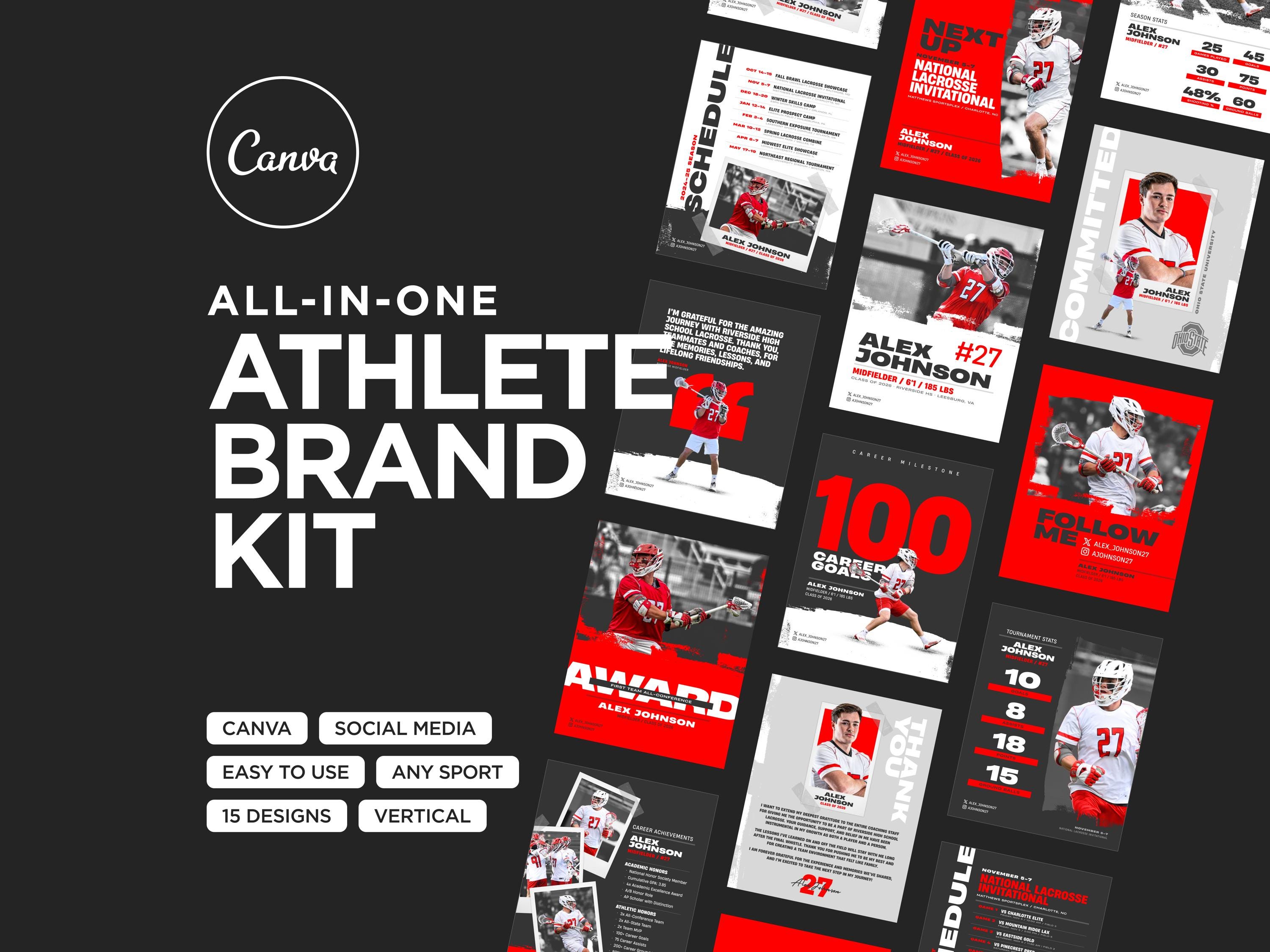 Athlete Branding and Recruiting Canva Templates - 15 Graphics to ...