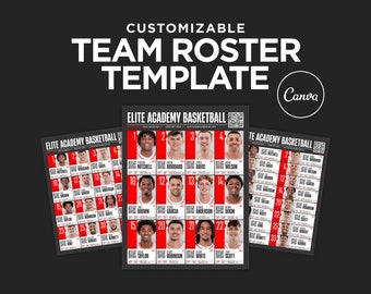 Customizable Team Roster Canva Template - Editable Player Profiles ...