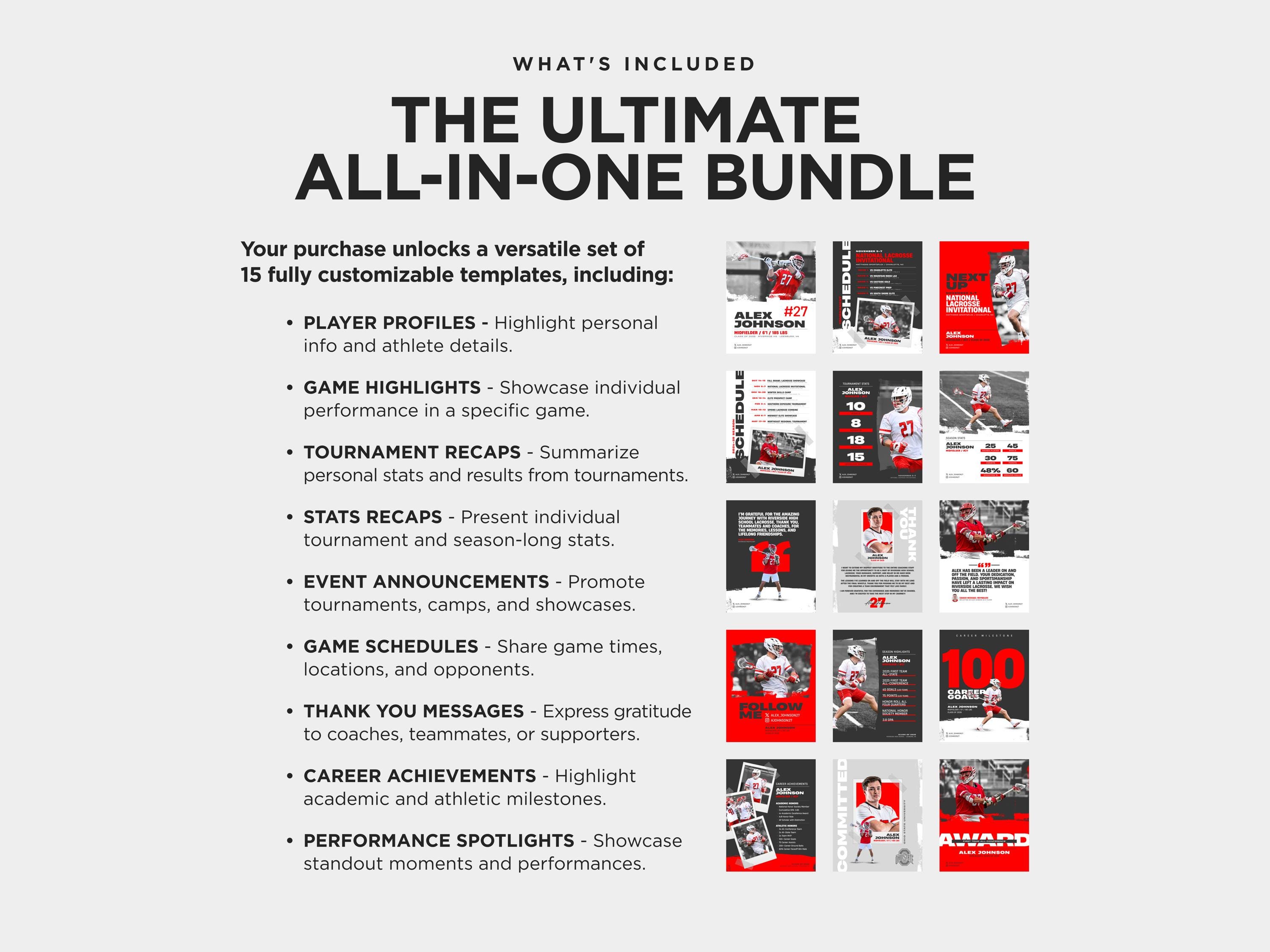 Athlete Branding and Recruiting Canva Templates - 15 Graphics to ...