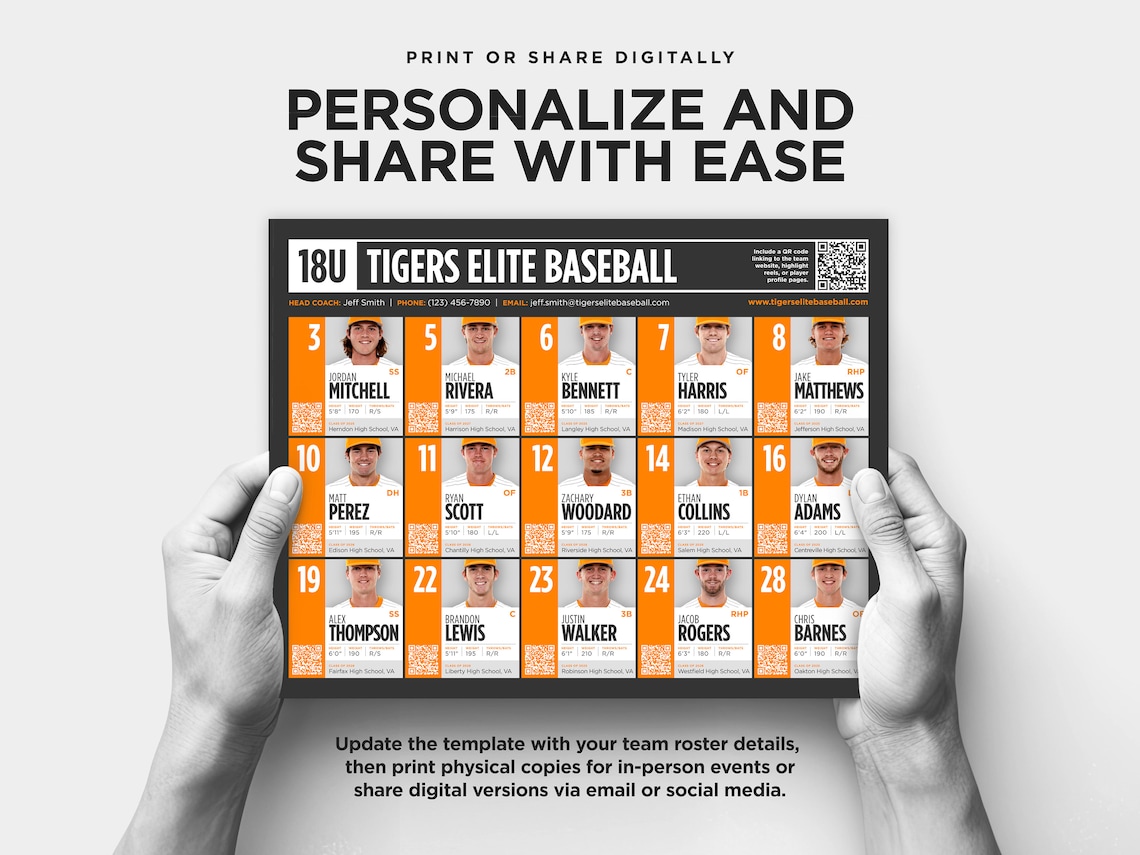 Customizable Team Roster Canva Template - Editable Player Profiles ...