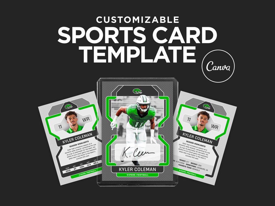 Editable Sports Card Template - Custom Trading Card, Editable in Canva ...