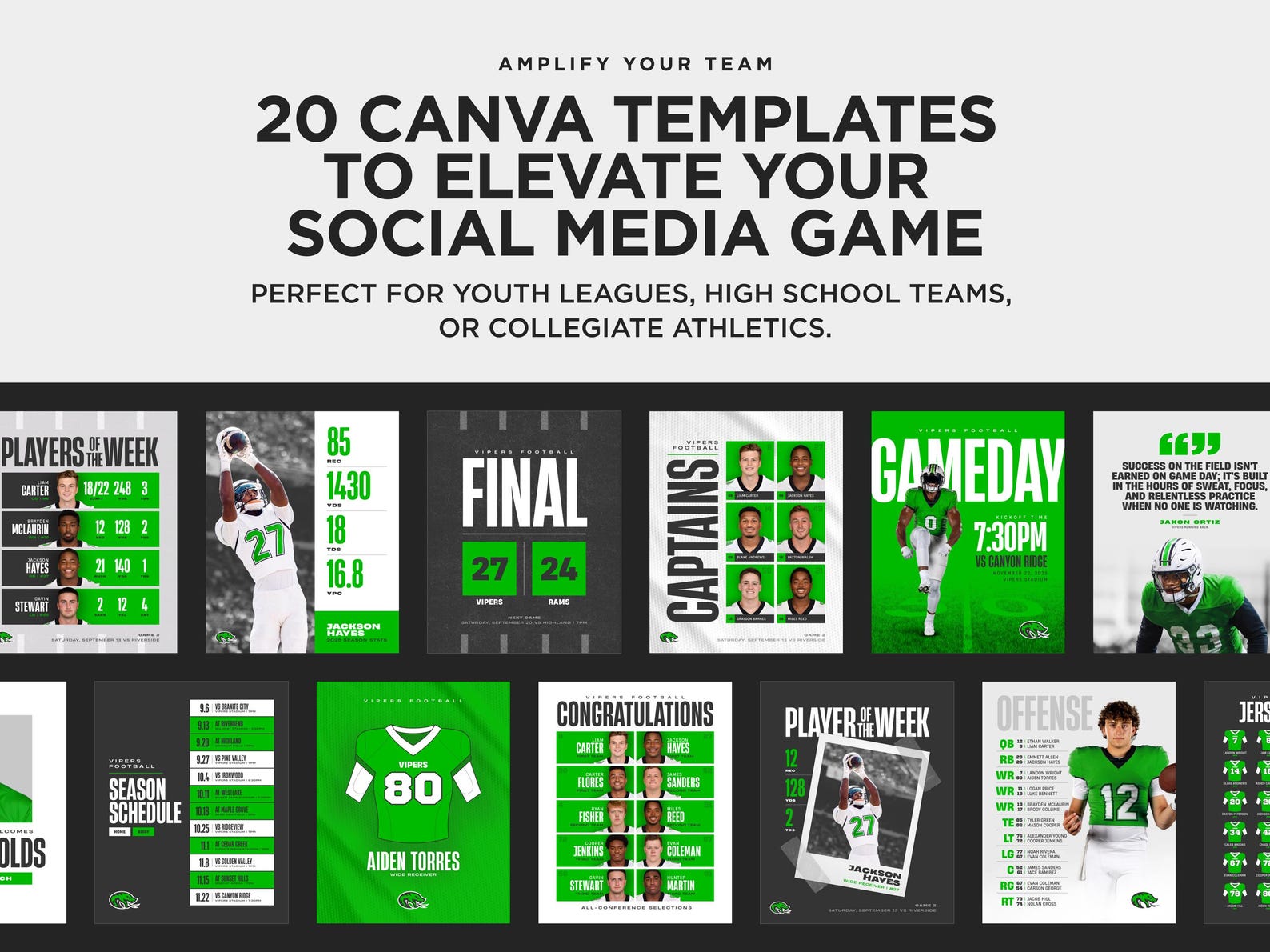 Sports Team Canva Templates - 20 Social Media Graphics for Football ...