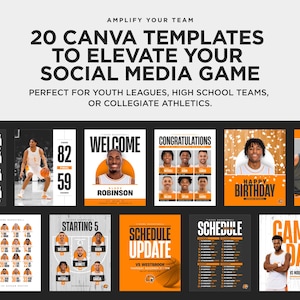 Sports Team Canva Templates - 20 Social Media Graphics for Basketball ...