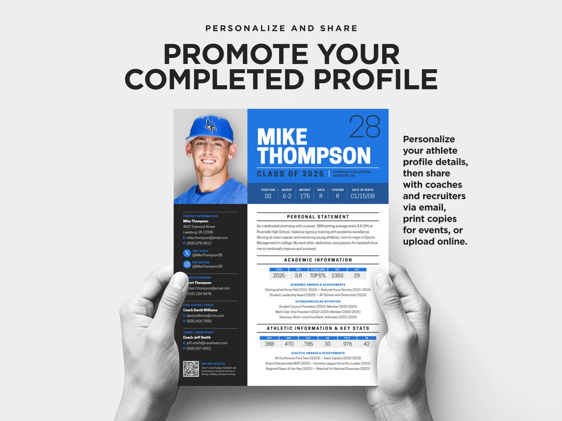 College Recruiting Athlete Profile Template | Editable Canva Sports ...
