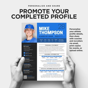 Customizable Athletic Profile Template for College Recruiting - Perfect ...
