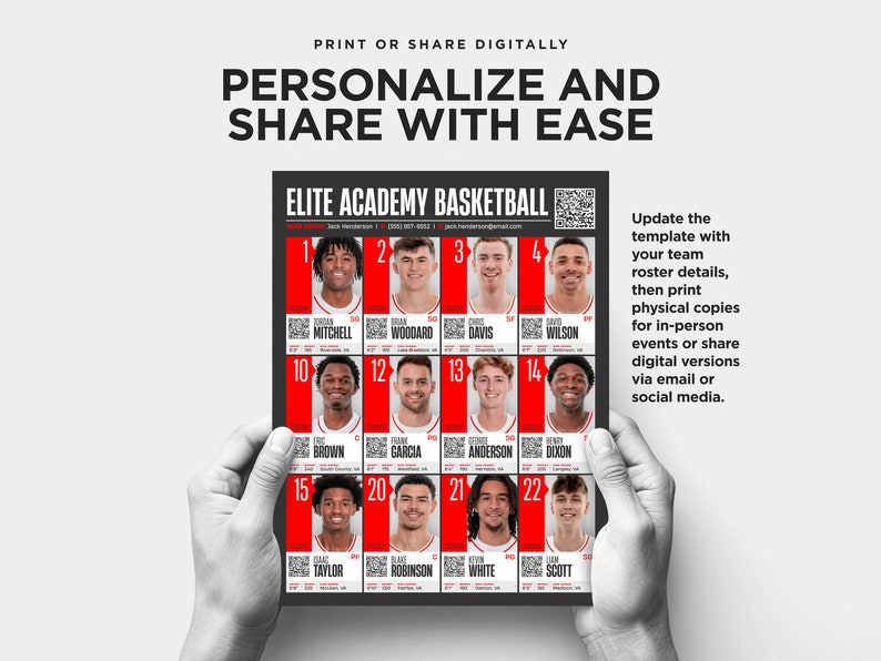 Customizable Team Roster Canva Template - Editable Player Profiles ...